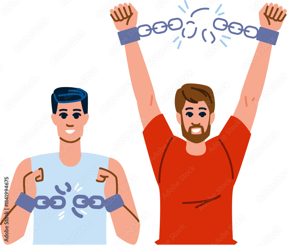 resilience hands breaking chain man vector. empowerment defiance ...