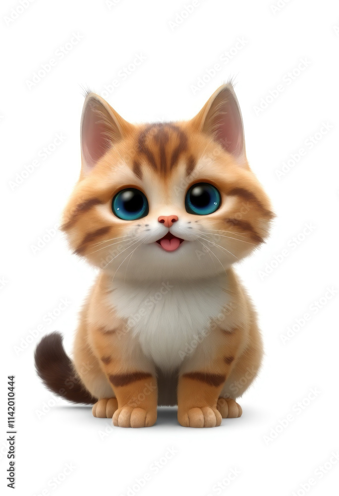 3D Chibi Turkish Van Cat Flashcards Clipart. Suitable for animal ...