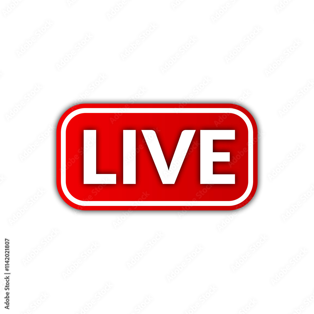 red live button icon on transparent background Stock Photo | Adobe Stock