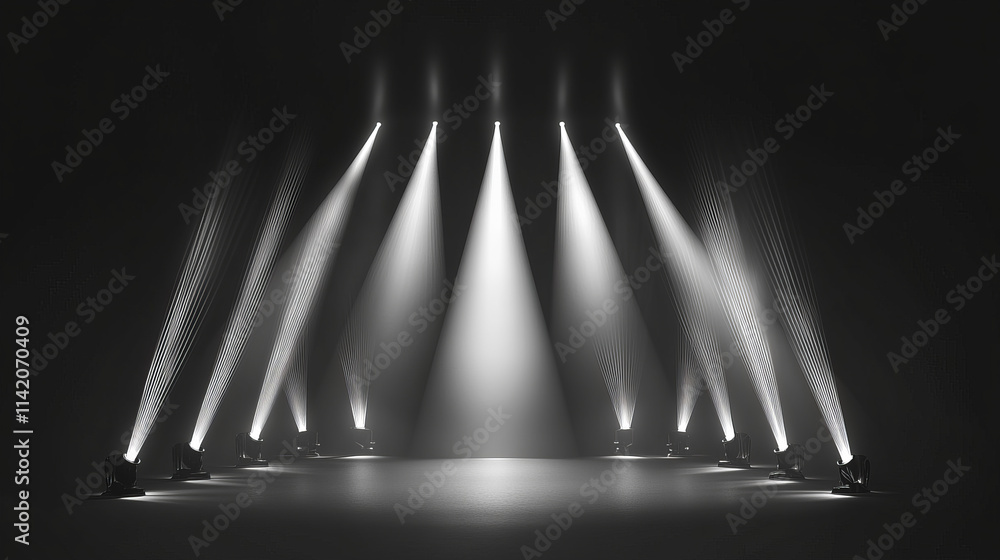 Professional stage spotlights with various beam configurations ...