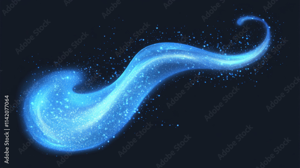 Circle and wave blue wind effect with particles. Realistic 3d vector ...