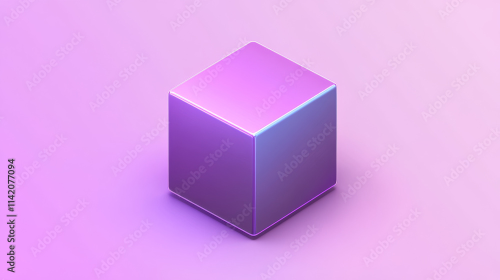 3d holographic cube render element. Abstract box shape. Hologram ...