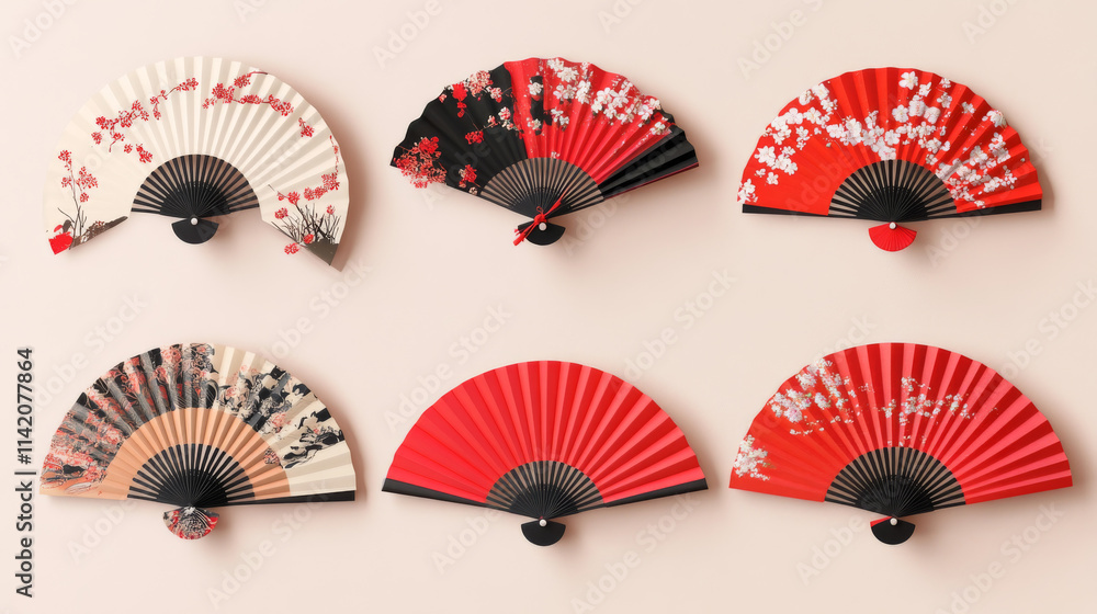Set of realistic hand fans png isolated on transparent background ...