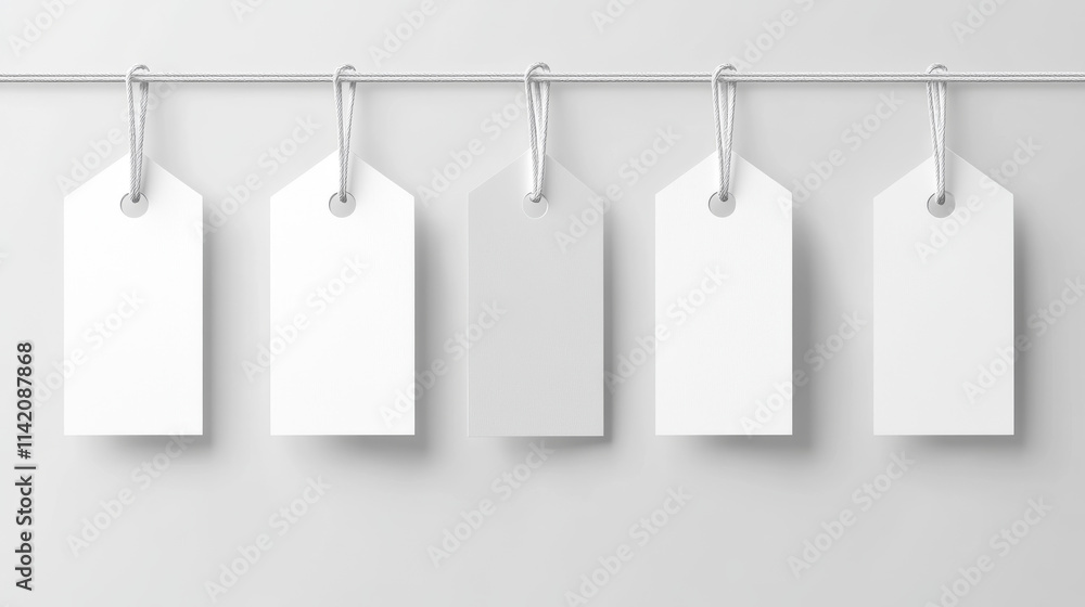 Wobbler speech bubbles mockup set. Blank price pop up tags hang on wall ...