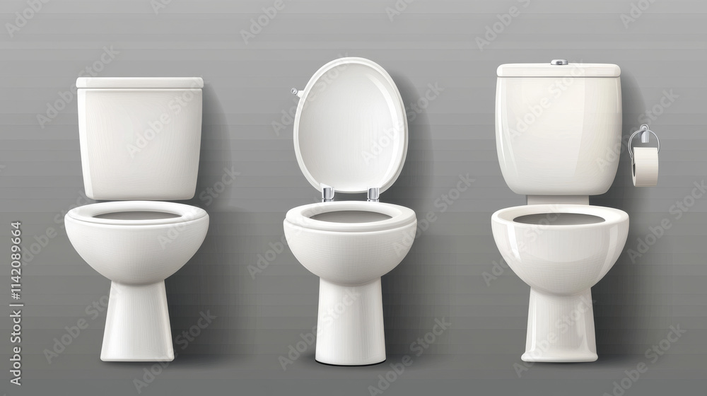 Toilet bowl and urinal for bathroom, restroom, modern male WC. Vector ...