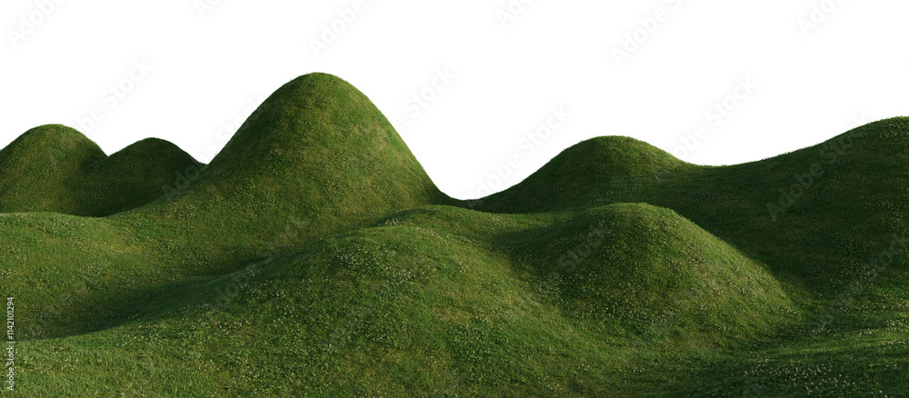 Hills with grass on a transparent background. 3D rendering Stock Photo ...