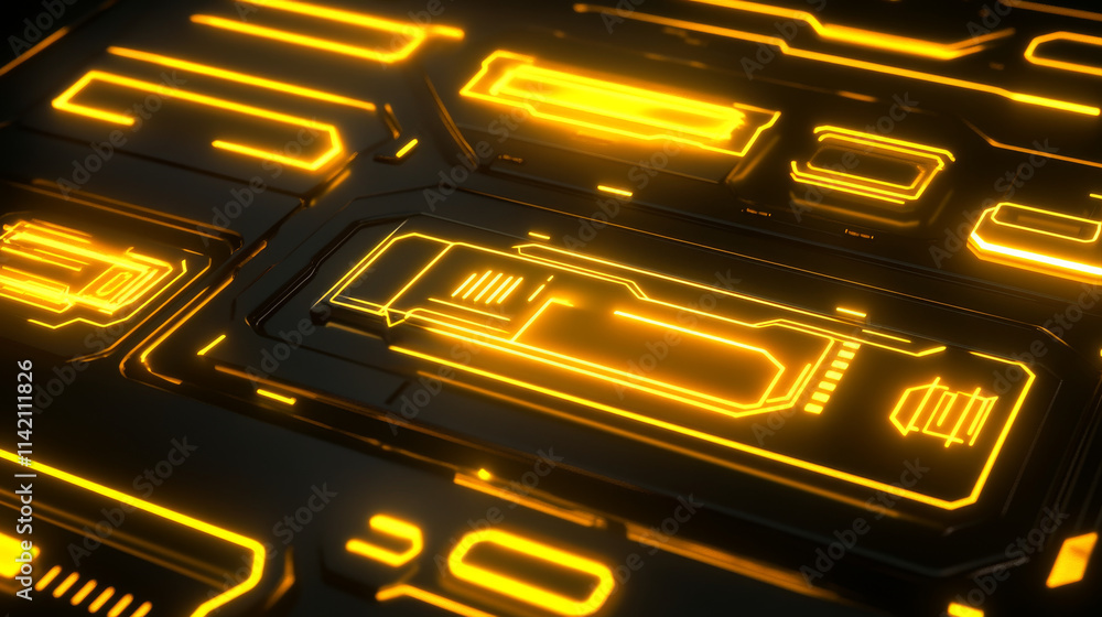 Live stream interface elements, overlay frames and buttons with yellow ...