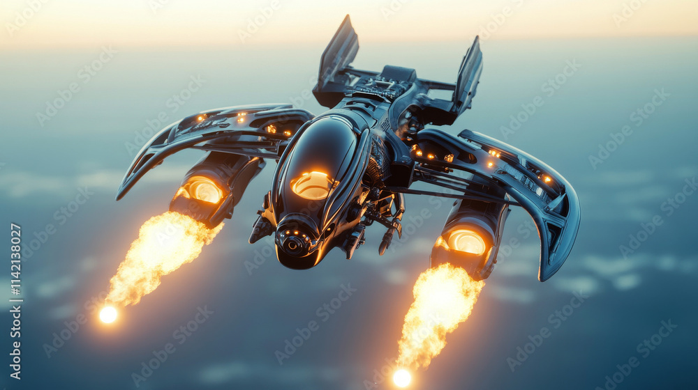 Jetpack with fire top and bottom view, isolated 3d vector device for ...