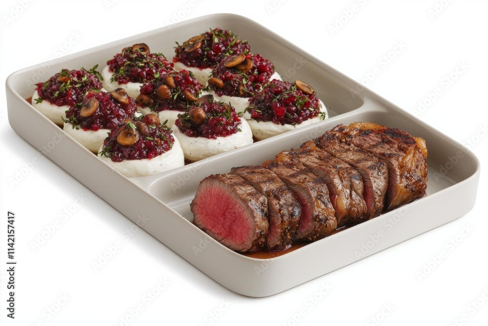 Modern style traditional barbecue dry aged angus beef tenderloin steak ...