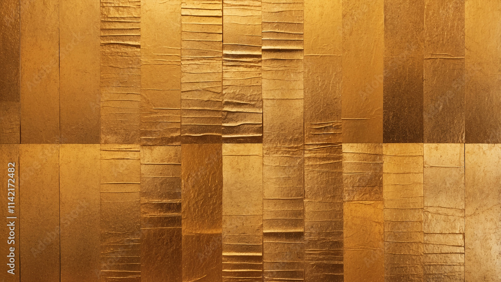 Abstract vertical gold panels with detailed texture, embodying ...