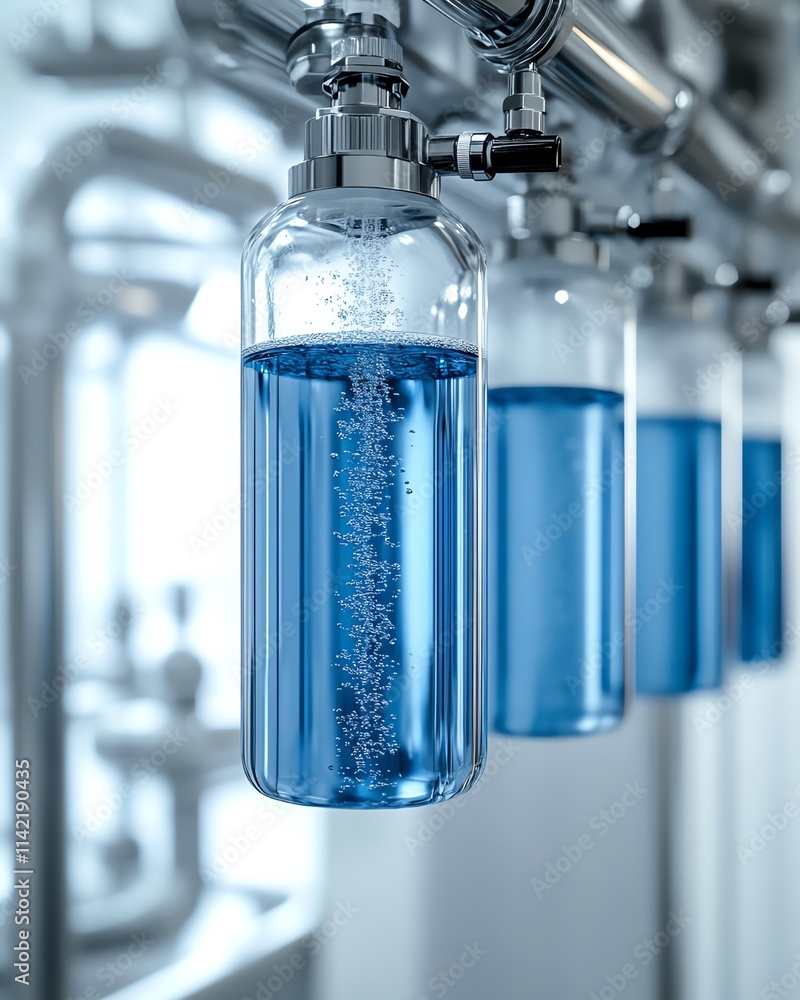 Unit filtering water with detailed filtration stages, showing the clean ...