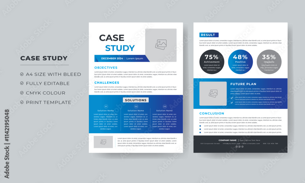 Case Study template and Business Case Study Layout Stock Vector | Adobe ...