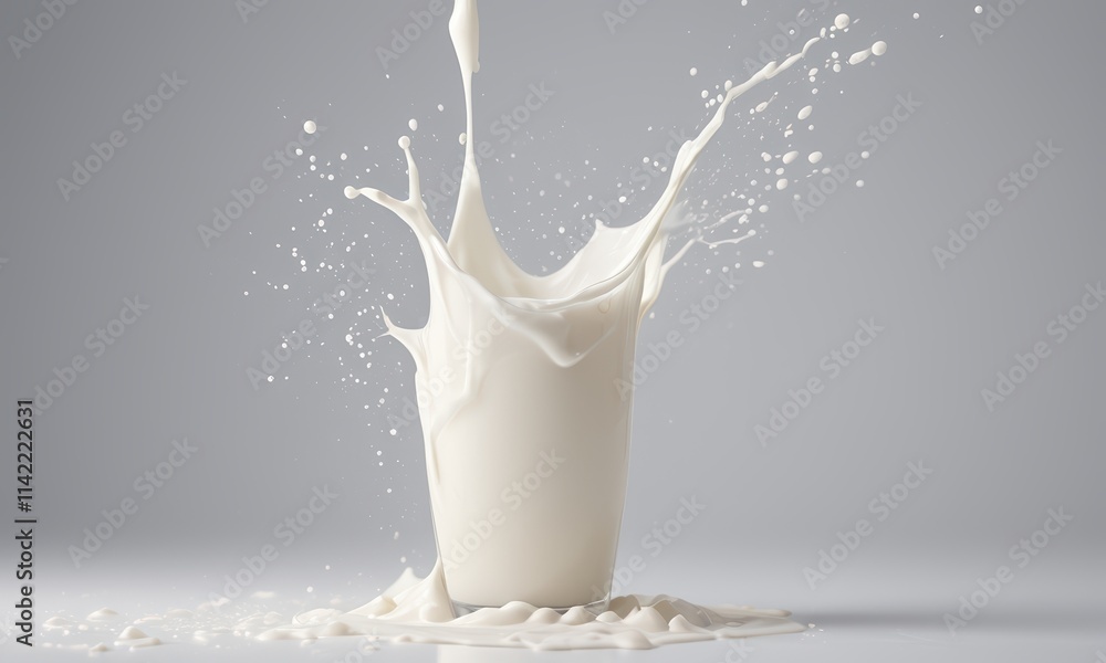 Milk Splash: A dramatic, high-speed capture of a glass of milk being ...