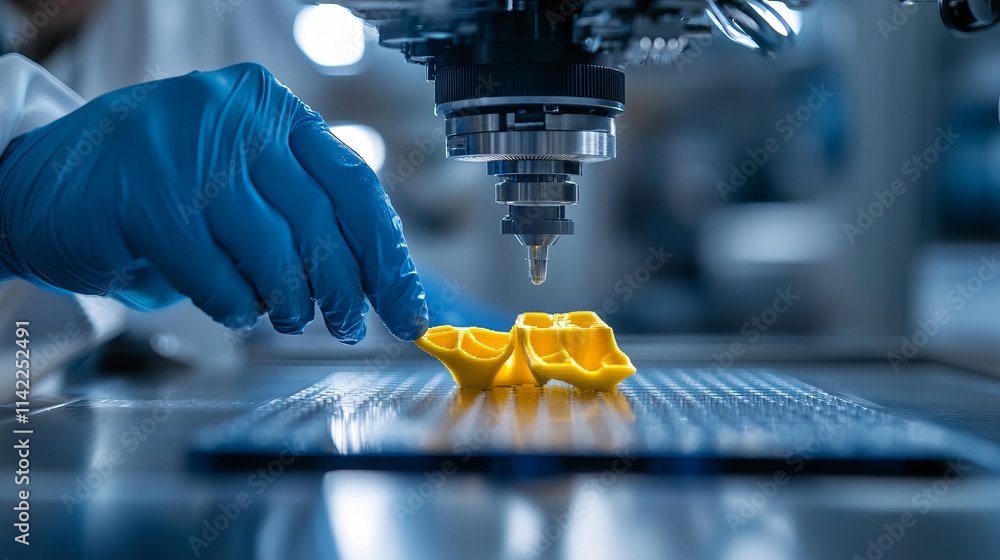 Factory Worker Adjusting Settings of 3D Printer for Precise Additive ...