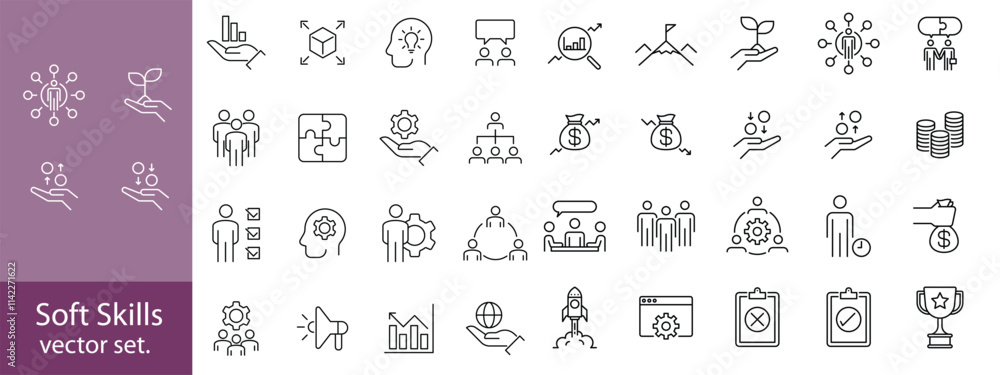 Soft Skills editable stroke outline web icons set. Skills, leadership ... Soft Skills editable stroke outline web icons set. Skills, leadership ...