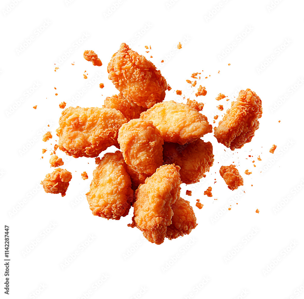 Deliciously Crispy shaking Flaying fried chicken nuggets isolated on ...