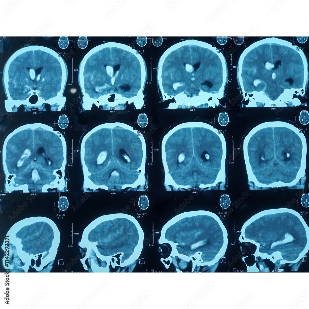 CT scan of brain, Intraventricular hemangioma with adjoining ...