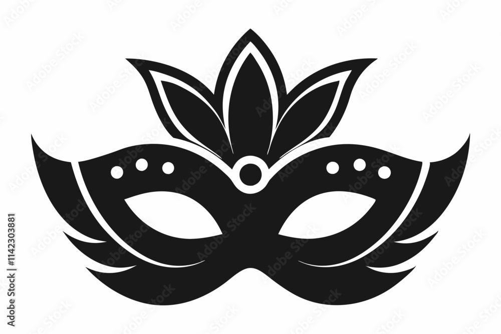 Carnival mask icon black silhouette isolated on white background. Mask ...