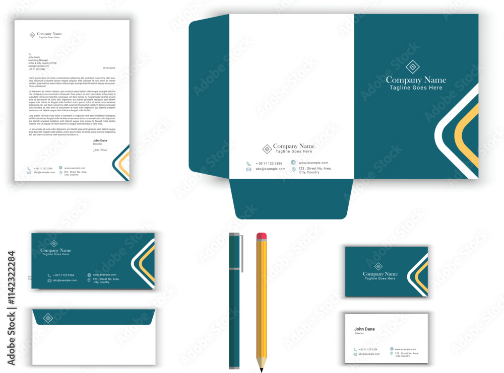 corporate modern stationery set design template. letterhead envelope ...