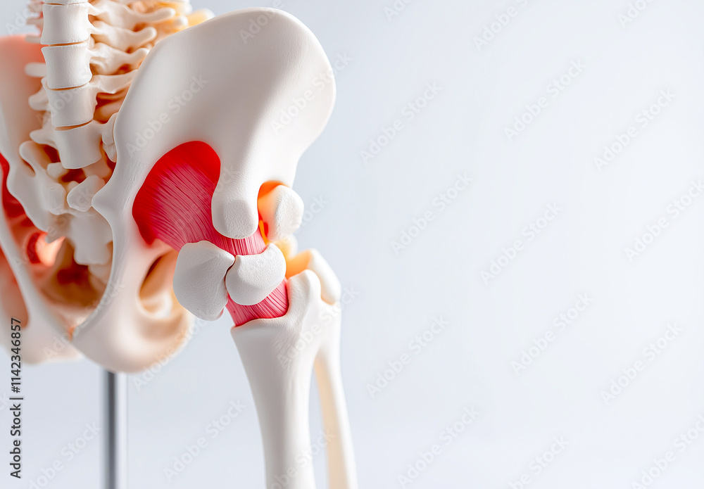Anatomical model of hip joint showcasing detailed structure and muscles ...