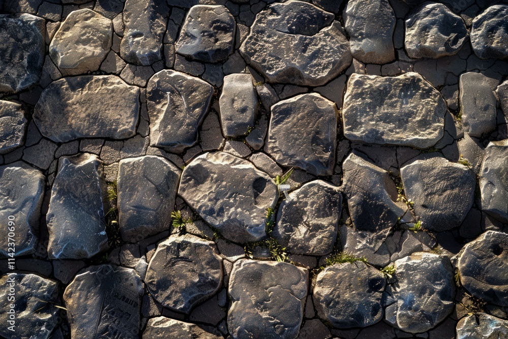 Image of European cobble stone paving surface. Texture for background ...