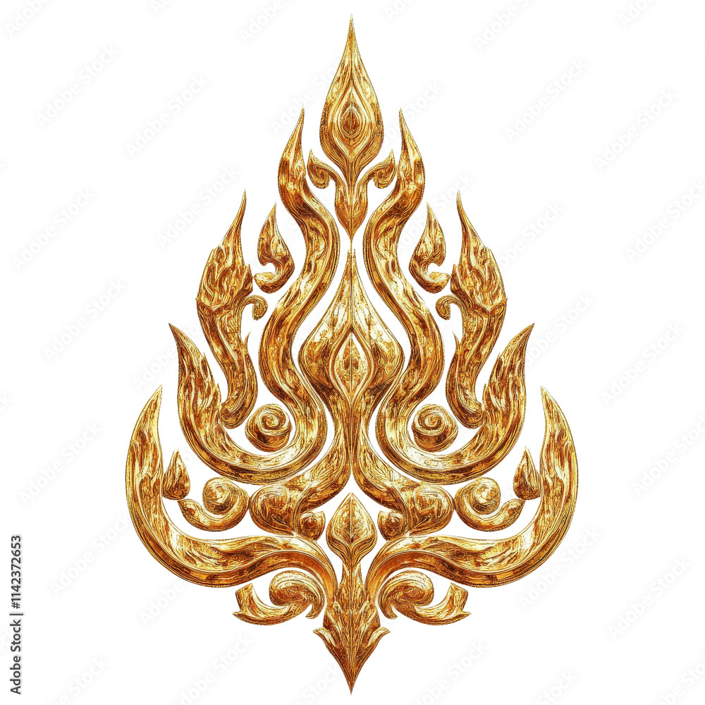 Golden flame design with intricate details and ornate patterns ...