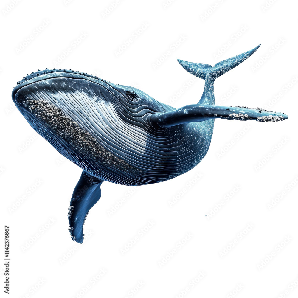 majestic blue whale swimming gracefully in ocean, showcasing its ...