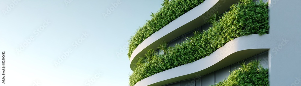 Eco-friendly building concept. Living green wall designed to reduce CO2 ...
