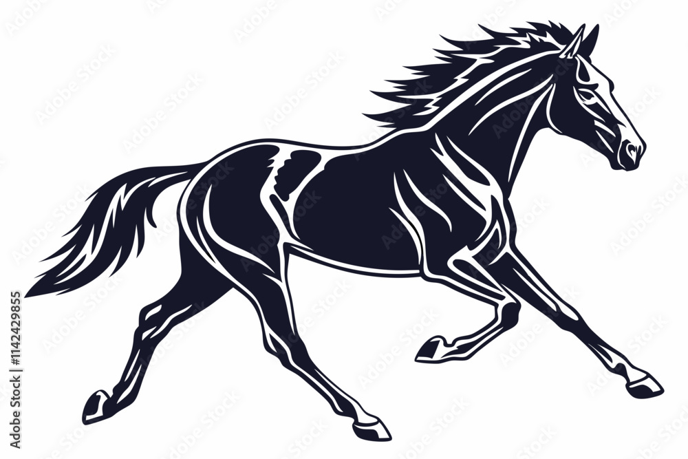 Horse Galloping, A dynamic pose showing the motion of a galloping horse ...