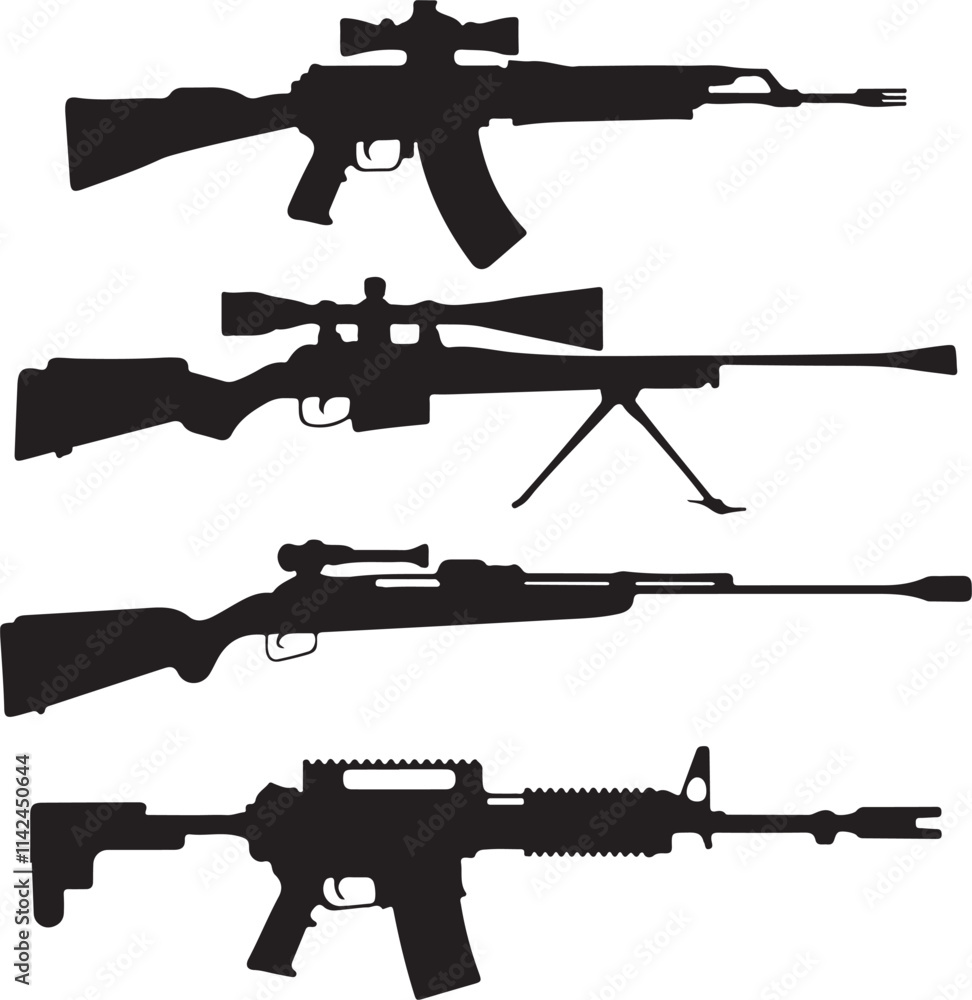 Military rifles clean silhouette vector illustration Stock Vector ...