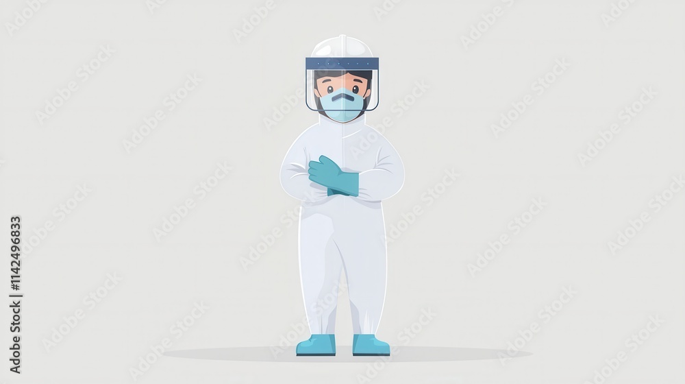 Ensuring safety cartoon character in full ppe gear creative digital art ...