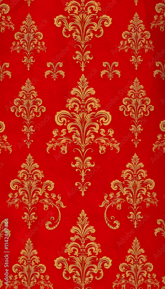 baroque red wallpaper background, vintage. isolated with white ...