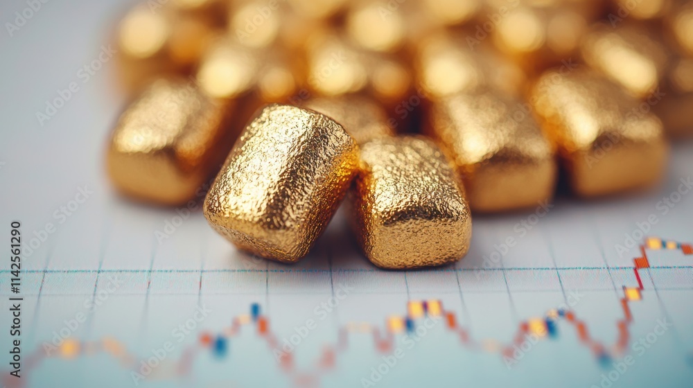 Gold bullion bars resting on stock market chart representing investment Stock Photo | Adobe Stock