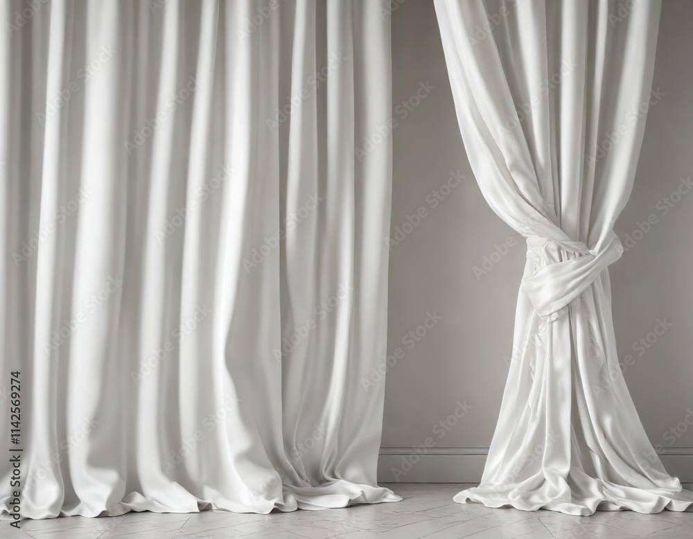 Gleaming white silk curtain textures for a chic look, gleaming, fabric ...