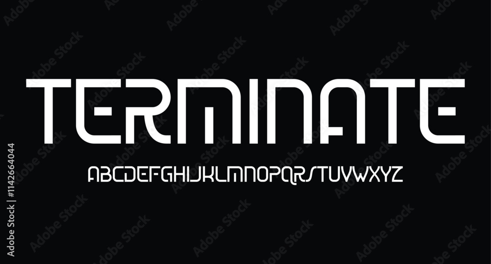 Science tech font, cyber typeface, digital type, modern english ...