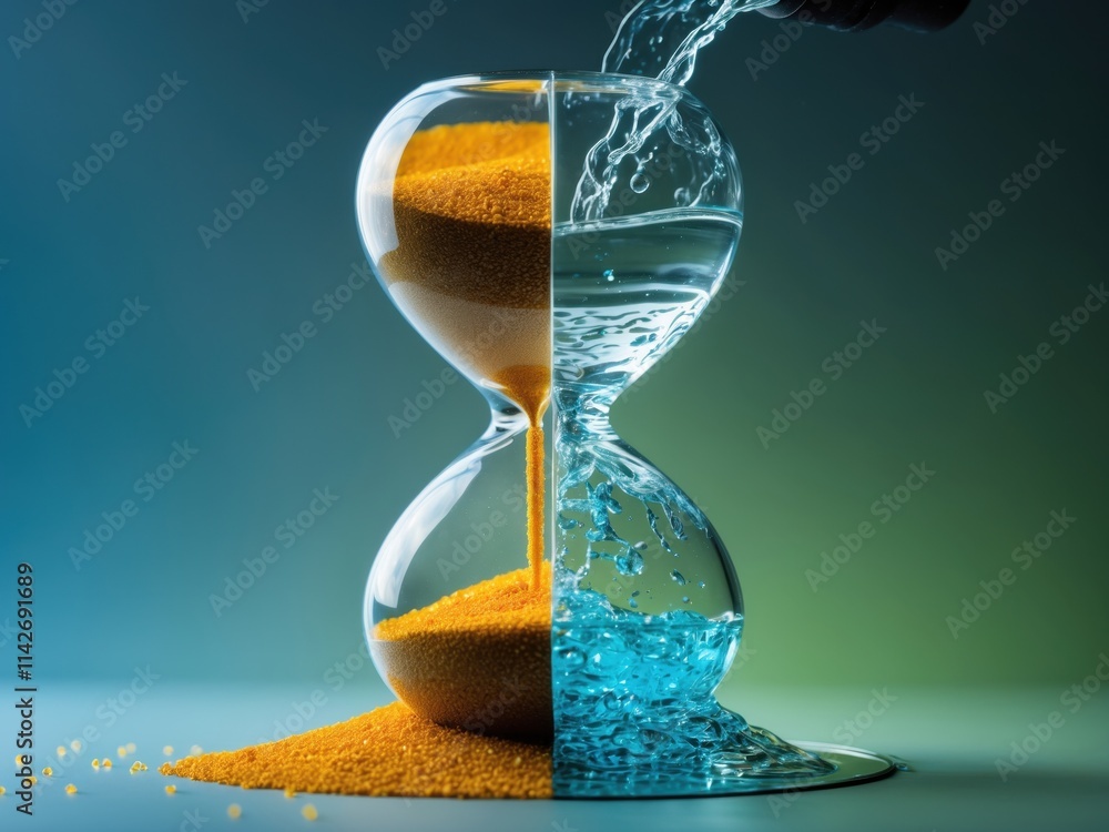 Unique hourglass design with flowing sand and water creates a stunning ...