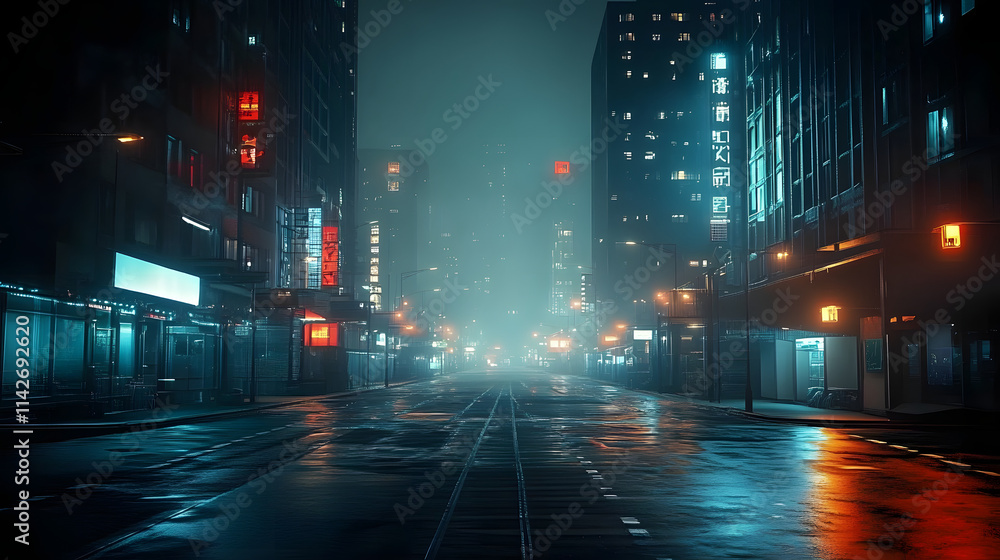 Cyberpunk streets illustration, futuristic city, dystoptic artwork at night, 4k wallpaper. Rain ...