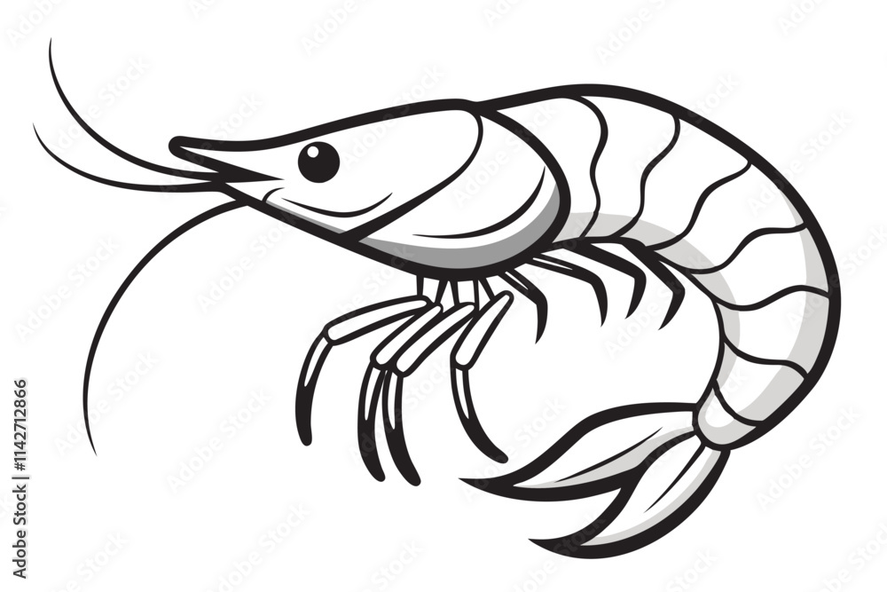 shrimp vector line art, shrimp icon vector, Sea lobster. EPS File Stock ...