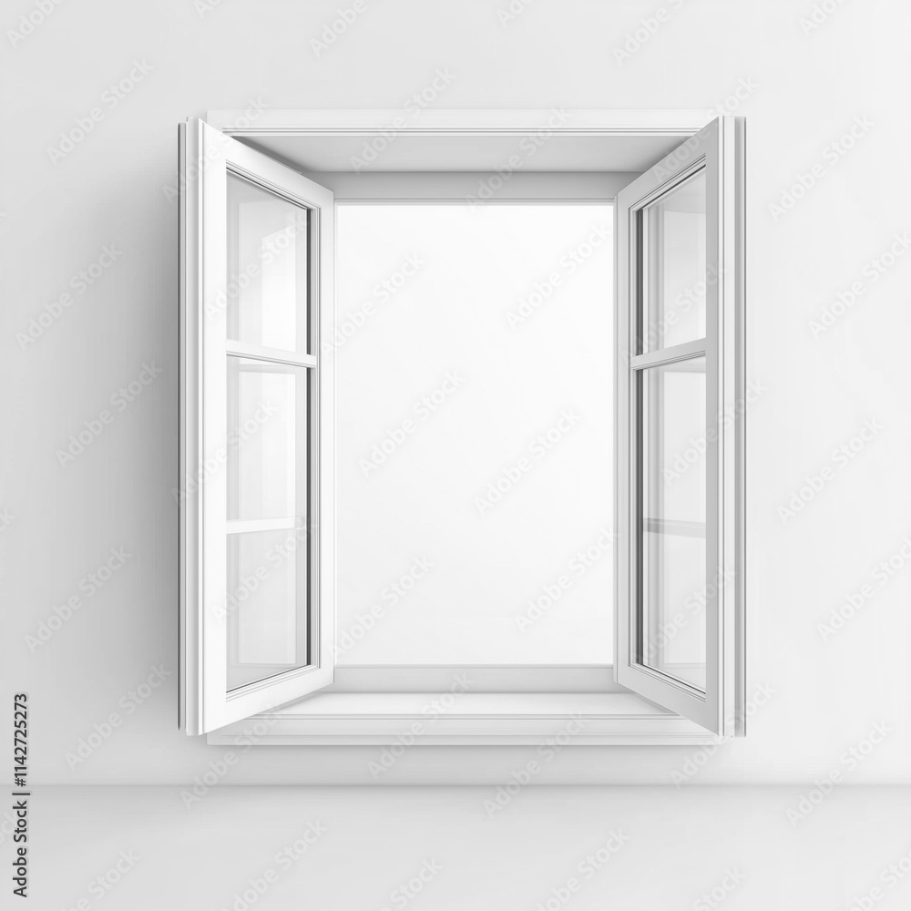 Modern and minimal house window for interior decoration, transparent ...