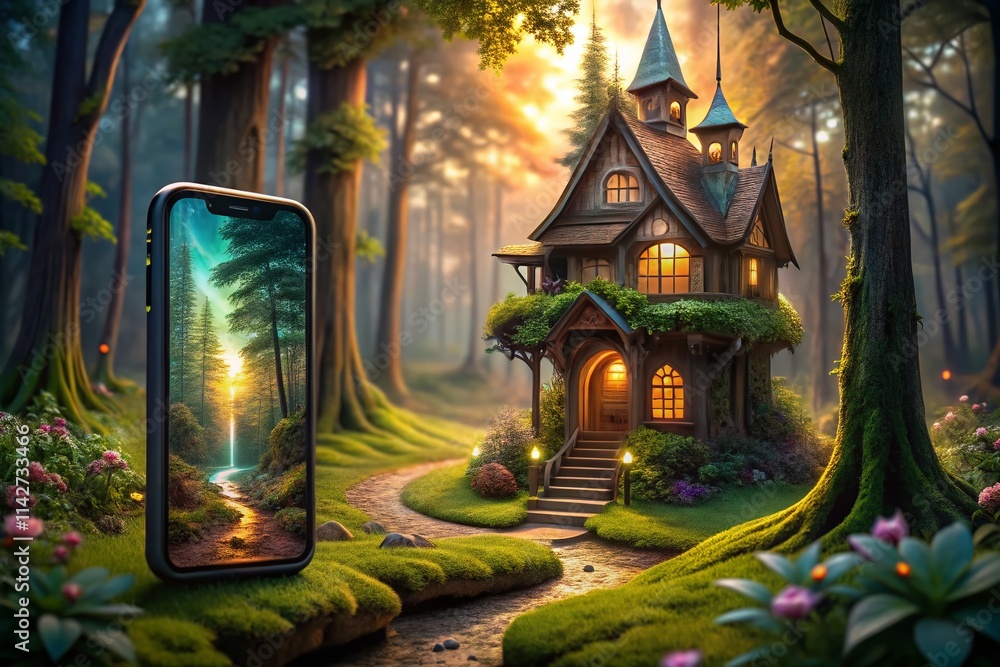 Magical Fairy House Forest Wallpaper: Enchanting Fantasy Background for ...