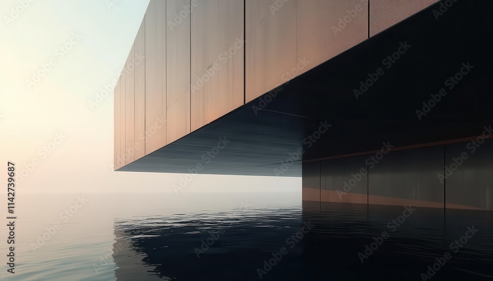 Modern architectural design with cantilevered concrete and metal ...