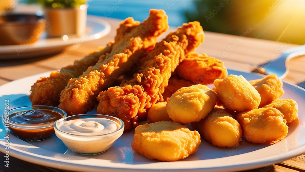 This irresistible plate of crispy, golden chicken strips and tender ...