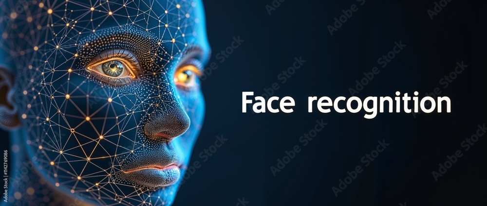 Low poly structure banner vector template for facial recognition ...