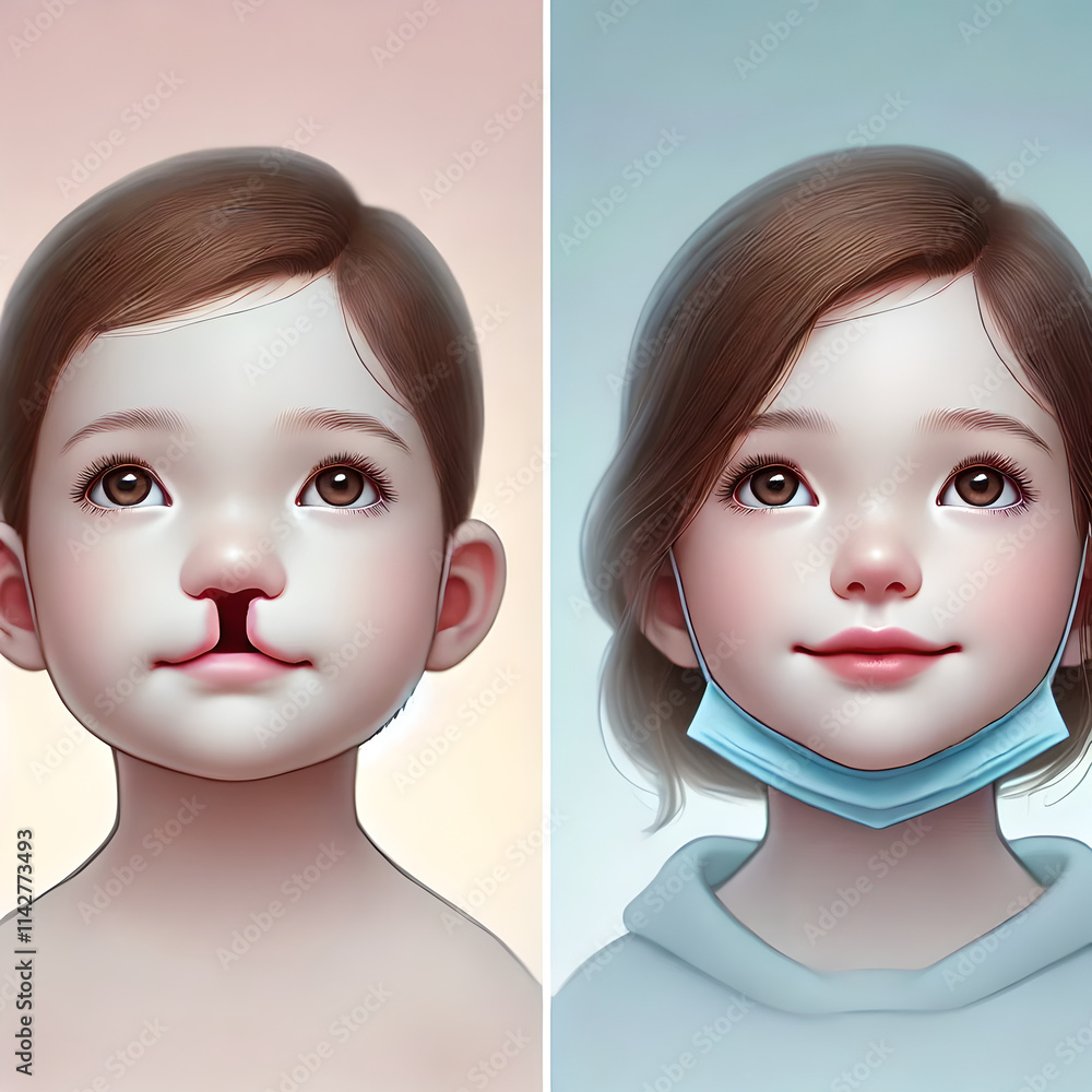 Comparison image showing a child before and after cleft lip and palate ...
