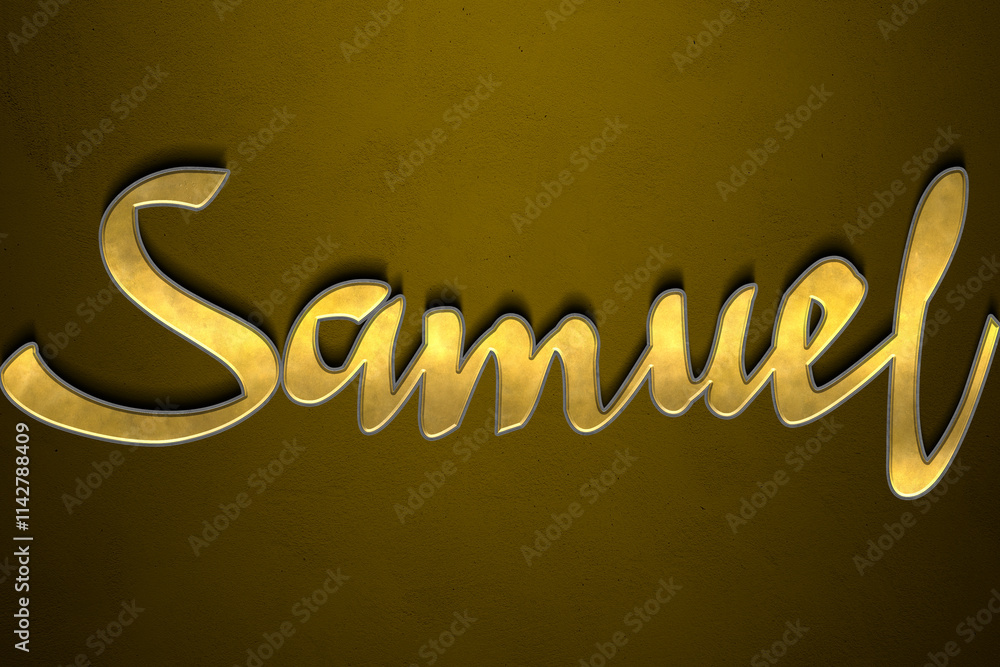 Old gold text effect of Nigerian Pidgin name Samuel with 3D glossy ...