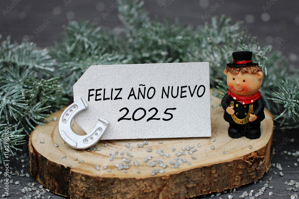 Tarjeta de felicitación de Año Nuevo: deshollinador con herradura y el ...