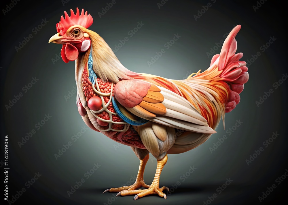 Panoramic Chicken Anatomy: Detailed Avian Musculoskeletal System ...