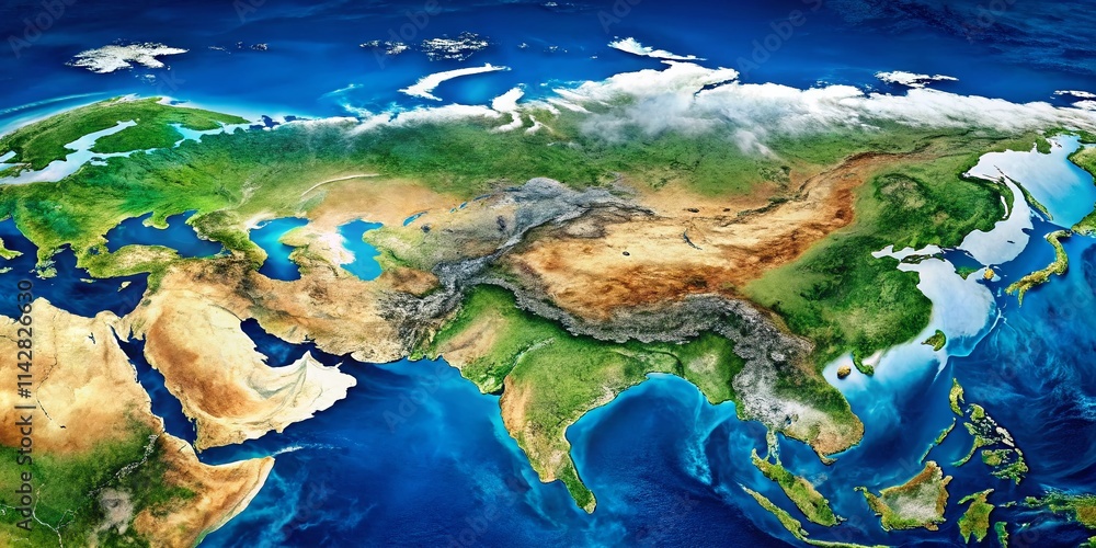 Panoramic Map of Eastern Asian Countries: Detailed Geographic View ...