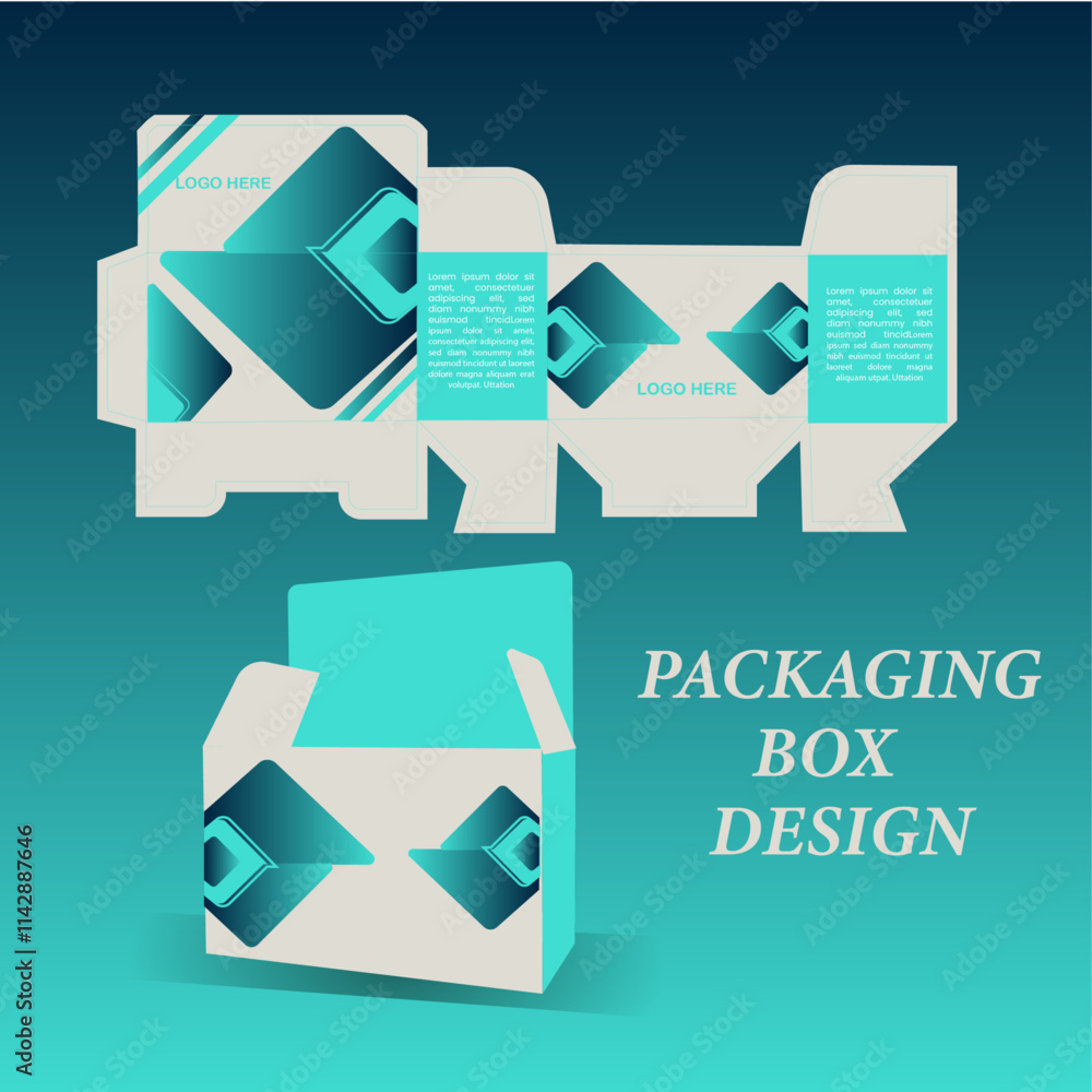 Packaging box design with Box dies line, 3d Box Mockup, icon, frames ...