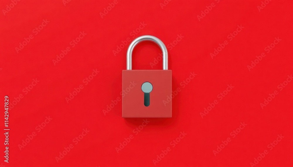 Red padlock on bright red background. Secure concept. Simple design ...